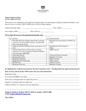 Fillable Online Employee Health & Wellness Service Approval Form Fax ...