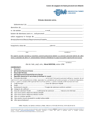 Fillable Online CERERE DE ANGAJARE 2/1 Domnule Rector, ... Fax Email ...