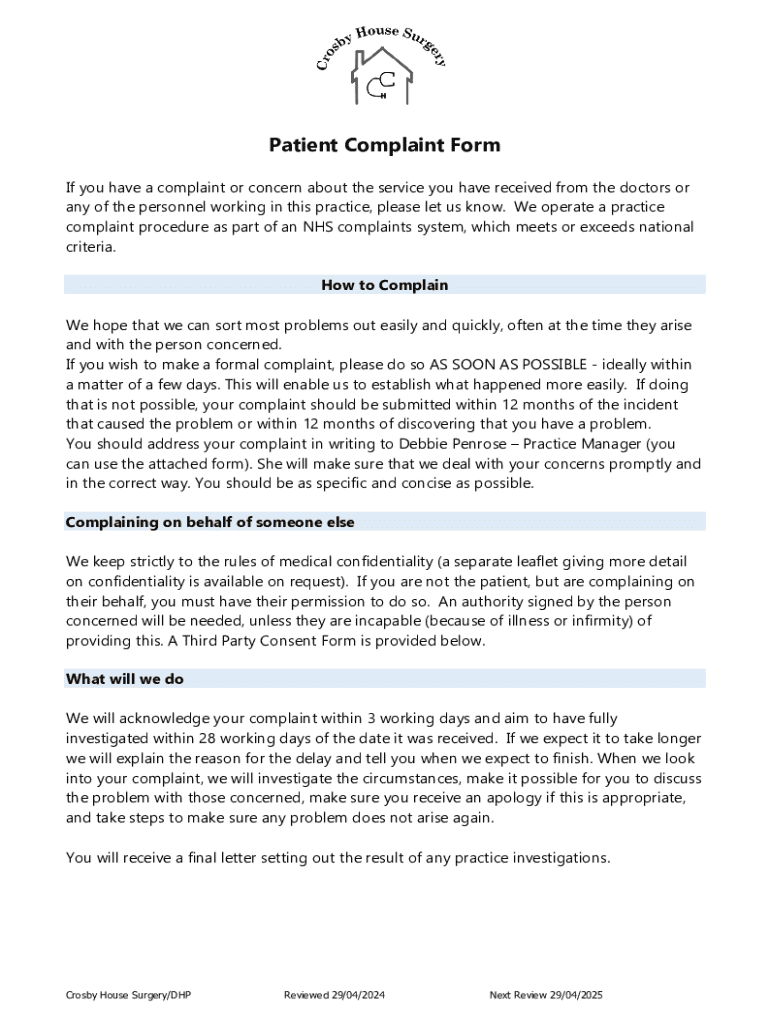 Fillable Online Top 6 patient complaints and how to respond - The ...