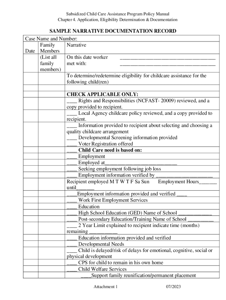 Fillable Online Sample Narrative Documentation Record Fax Email Print ...