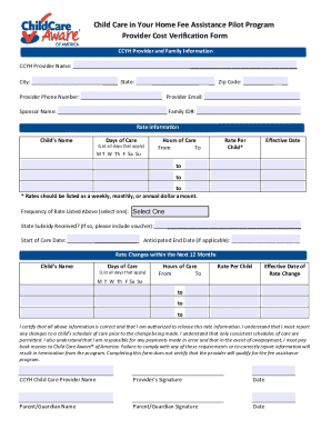 Fillable Online CCYH Provider Cost Verification Form Fax Email Print ...