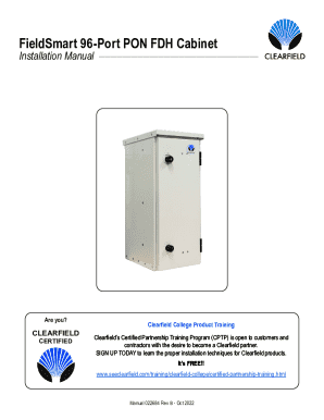 Fillable Online FieldSmart 96-Port PON FDH Cabinet Installation Manual ...