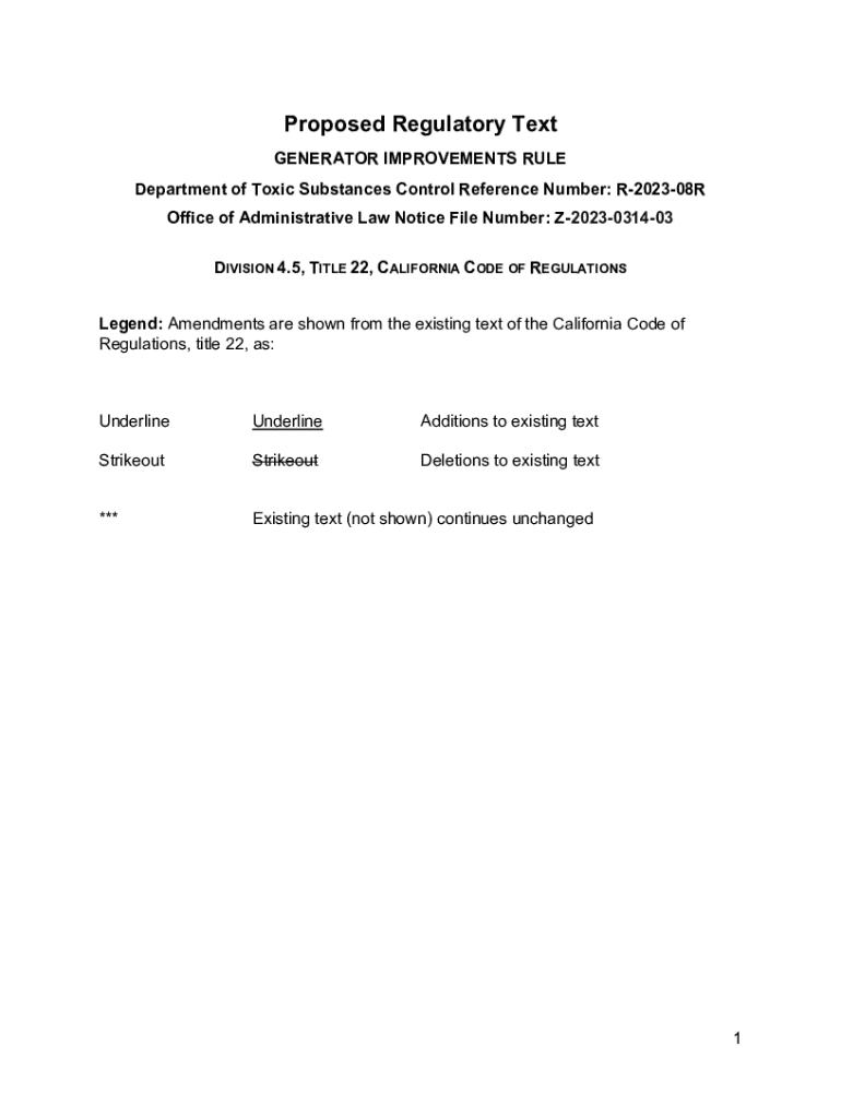 Fillable Online dtsc ca Hazardous Waste Generator Improvement Rule Goes ...