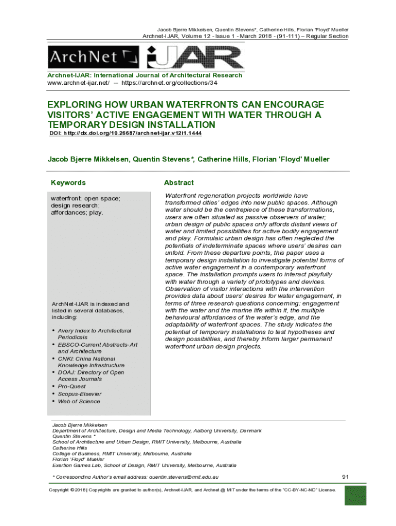 Fillable Online EXPLORING HOW URBAN WATERFRONTS CAN ... Fax Email Print ...