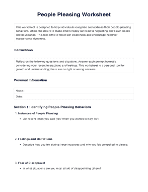 Fillable Online People Pleasing Worksheet Fax Email Print - pdfFiller