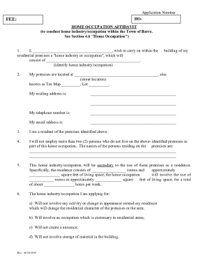 Fillable Online HOHOME OCCUPATION AFFIDAVIT Fax Email Print - pdfFiller