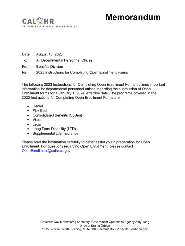 Fillable Online 2023 Instructions for Completing Open Enrollment Forms ...
