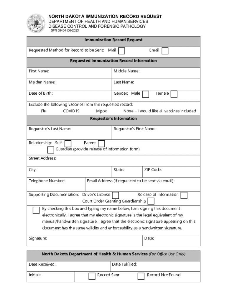 Fillable Online The North Dakota Immunization Information System (NDIIS ...