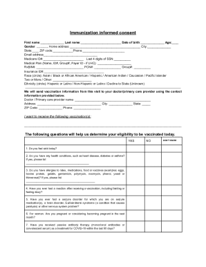 Fillable Online Vibrant Care Pharmacy Immunization Consent Form Fax ...