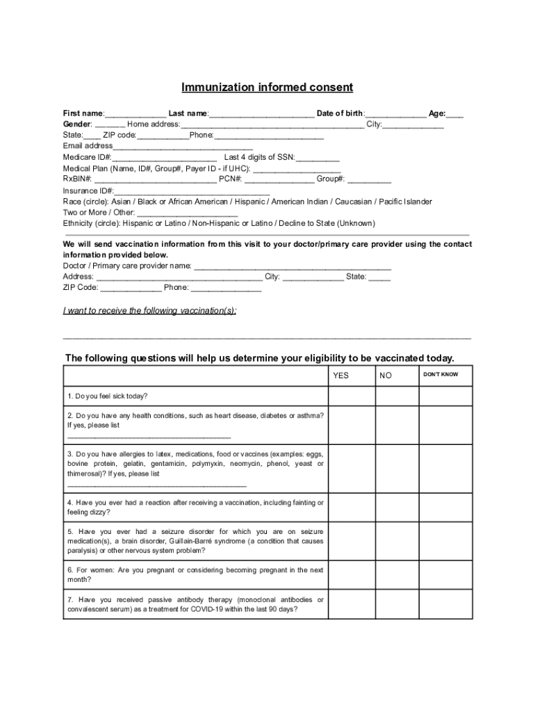 Fillable Online Vibrant Care Pharmacy Immunization Consent Form Fax ...
