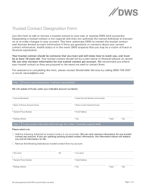 Fillable Online DWS Form-TC. Trusted Contact Form Fax Email Print ...