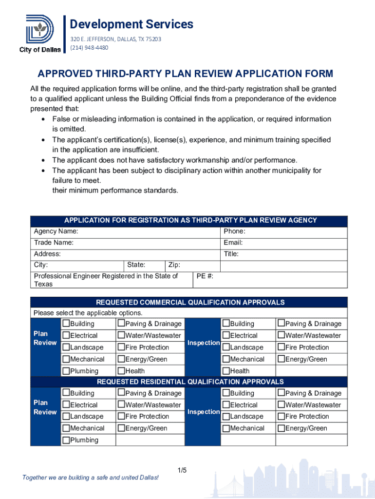Fillable Online approved third-party plan review application form Fax ...