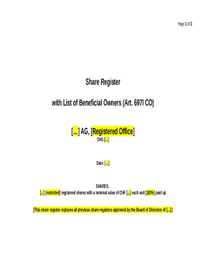 Share Register with List of Beneficial Owners Doc Template | pdfFiller