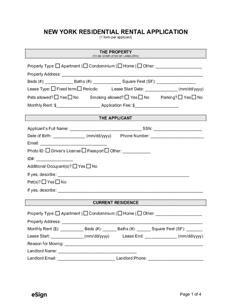 Fillable Online New York Residential Rental Application Fax Email Print - pdfFiller
