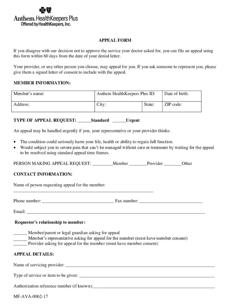 Fillable Online Anthem HealthKeepers Plus - Member Handbook Fax Email ...