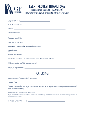 Fillable Online EVENT REQUEST INTAKE FORM Fax Email Print - pdfFiller