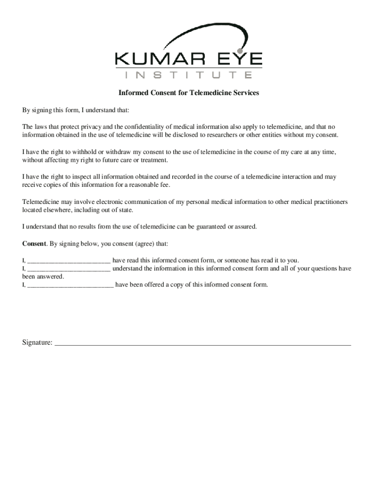 Fillable Online BrightView Informed Consent - Telemedicine Services Fax Email Print - pdfFiller
