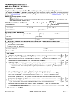 Fillable Online Ocaliva (obeticholic acid) Prior Authorization Request ...