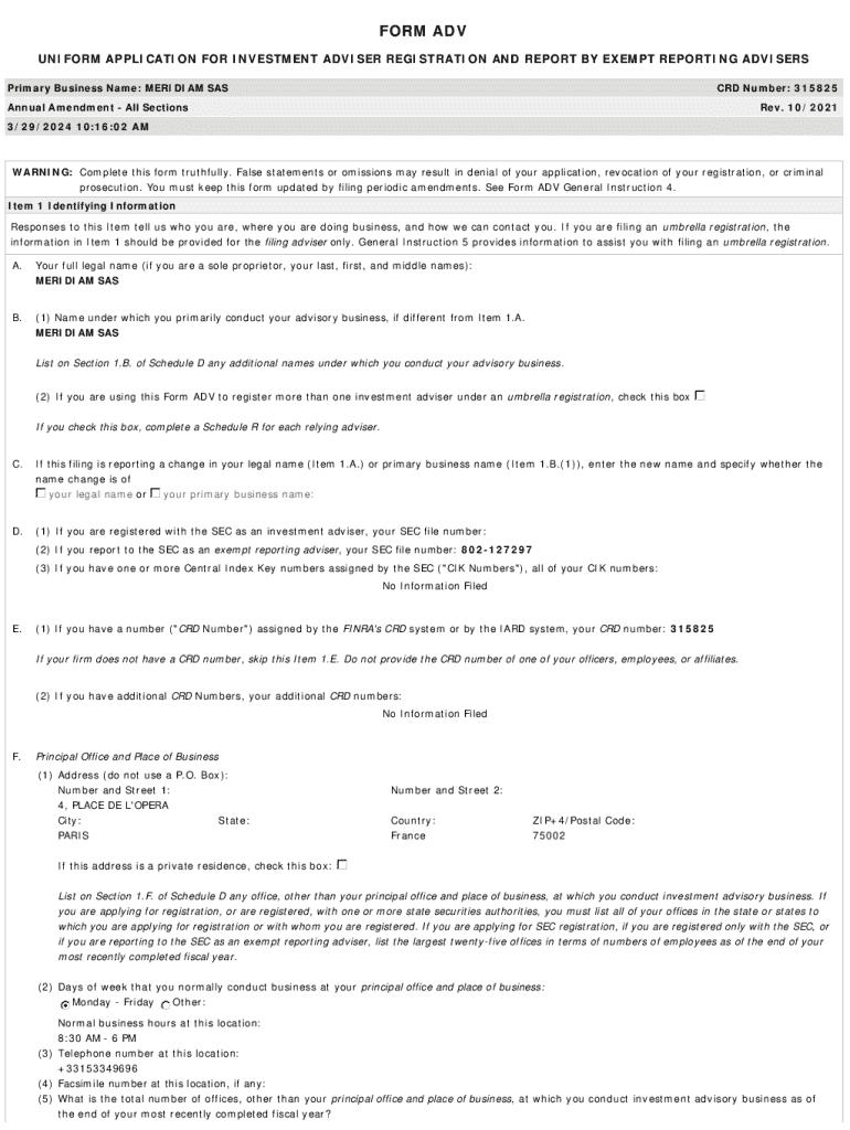 Fillable Online Primary Business Name: MERIDIAM SAS Fax Email Print ...