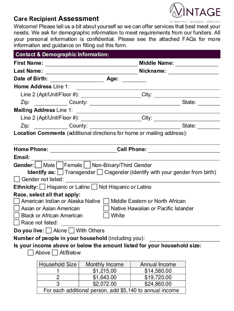Fillable Online Caregiver Assessment Form Fax Email Print - pdfFiller