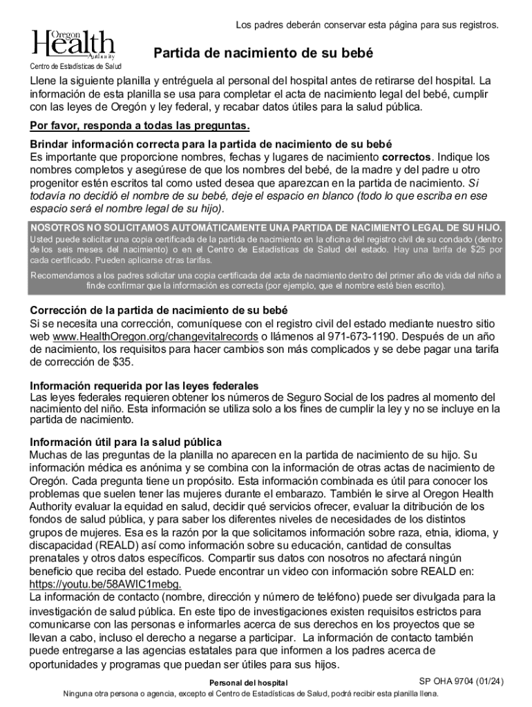 Completable En línea Birth Record Parent Worksheet-Spanish. Birth ...