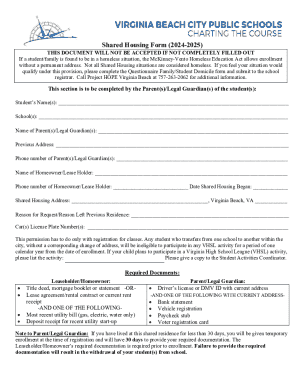 Fillable Online Shared Housing Form (2024-2025) Fax Email Print - pdfFiller