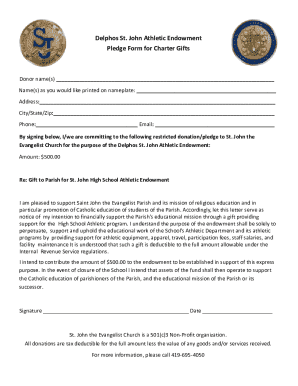 Fillable Online Charter Gifts Pledge Form Fax Email Print - pdfFiller