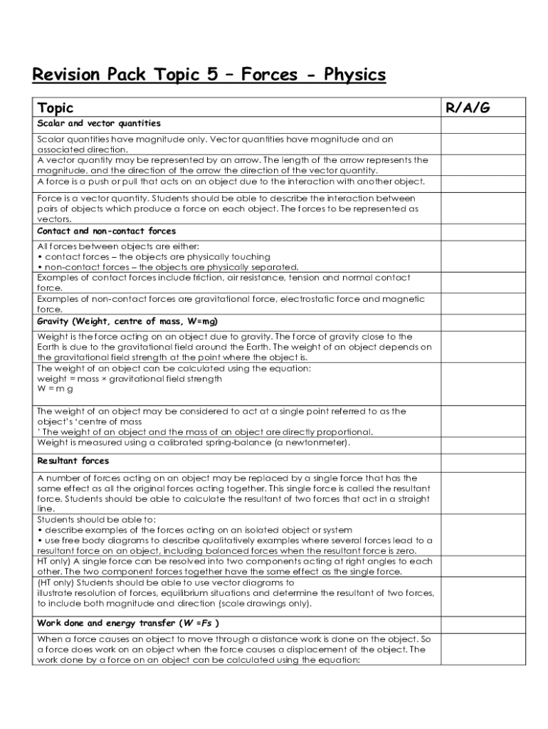 Fillable Online Physics- Forces- Scalar and vector quantities Flashcards Fax Email Print - pdfFiller