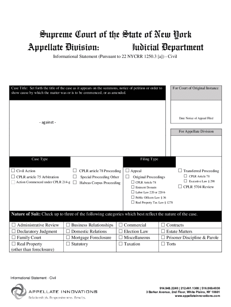 Appellate Division Informational Statement - Fill Online, Printable, Fillable, Blank | pdfFiller