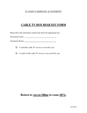 Fillable Online cable tv box request form Fax Email Print - pdfFiller