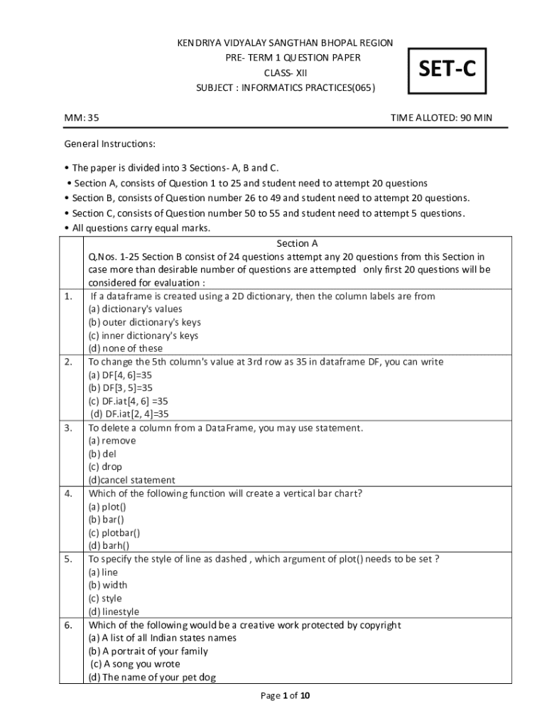 Fillable Online sample paper - classxii subject : informatics practices ... Fax Email Print ...