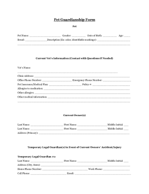 Fillable Online Pet Guardianship Form Fax Email Print - pdfFiller