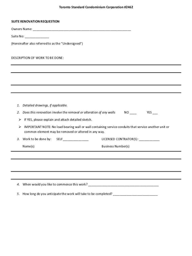 Fillable Online TSCC 2516 REQUEST FOR IN-SUITE RENOVATION FORM Fax ...