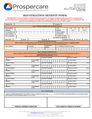 Fillable Online REPATRIATION BENEFIT FORM Fax Email Print - pdfFiller