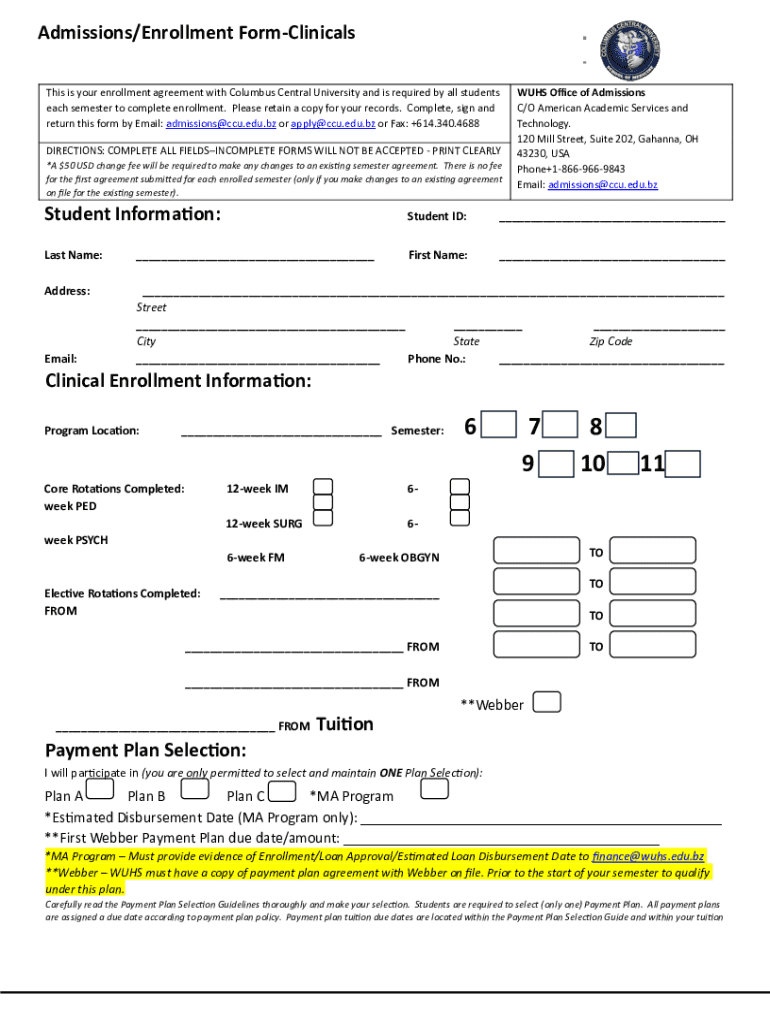 Fillable Online Enrollment Agreement - Forms Fax Email Print - pdfFiller