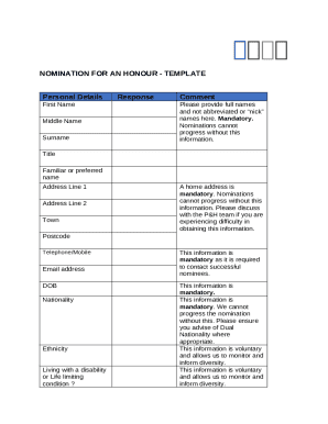 Nominations Template Doc Template | pdfFiller