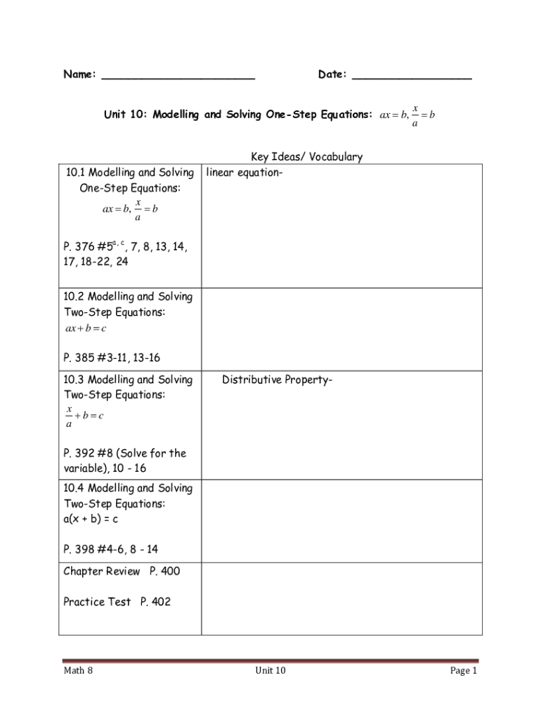 Fillable Online Solving one-step linear equations (all values positive) Fax Email Print - pdfFiller