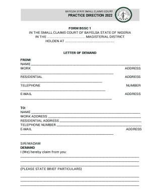 Fillable Online FORM SCC 1 SMALL CLAIMS COURT LETTER OF ... Fax Email ...