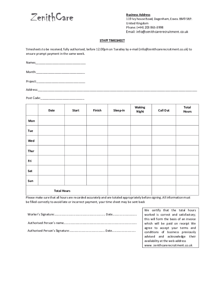 Staff Timesheet STAFF TIMESHEET - pdfFiller