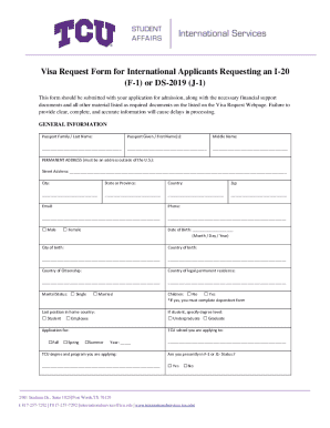 Fillable Online internationalservices tcu Visa Request Form for ...