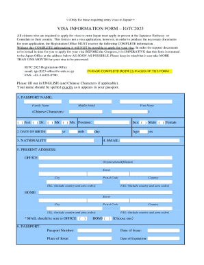 Fillable Online VISA INFORMATION FORM IGTC2023 Fax Email Print - pdfFiller