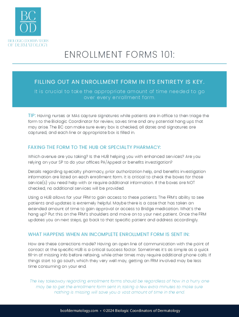Enrollment Forms 101: Biologic Coordinators of Dermatology BIOLOGIC ...