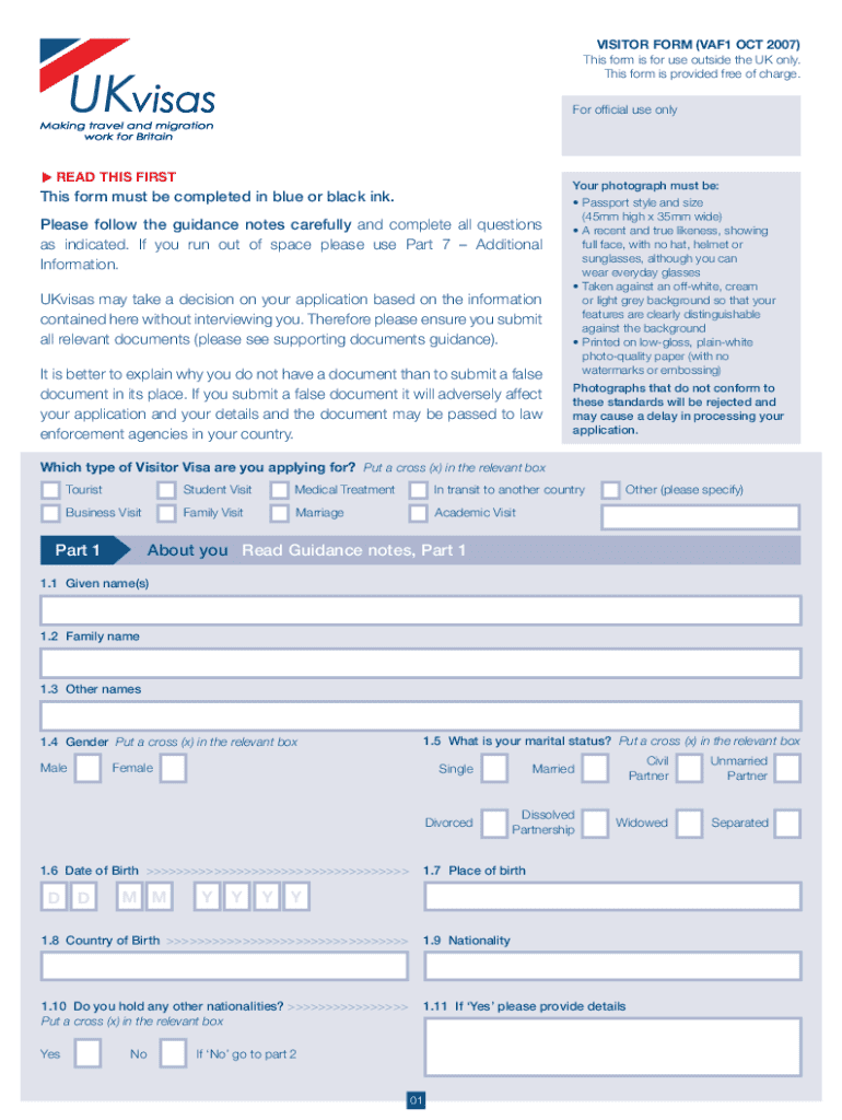 Fillable Online UK General visitor form 1 Fax Email Print - pdfFiller