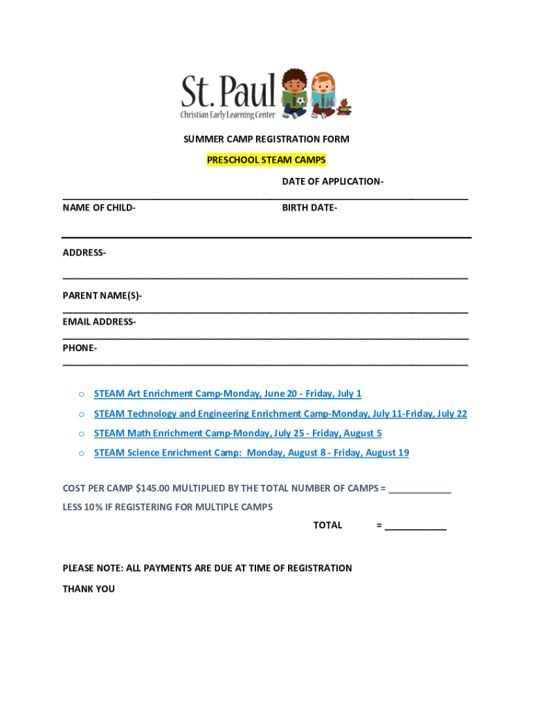 Fillable Online Summer Science Camps Fax Email Print - pdfFiller