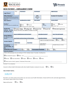 Fillable Online NEW PATIENT - ENROLMENT FORM No Male ... Fax Email Print - pdfFiller