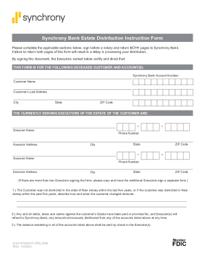 Fillable Online Synchrony Bank Trust Distribution Instruction Form Fax ...