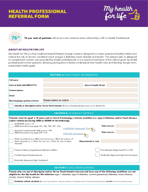 My Health For Life Referral Form HEALTH PROFESSIONAL REFERRAL FORM ...
