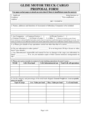 Fillable Online glise motor truck cargo proposal form Fax Email Print ...
