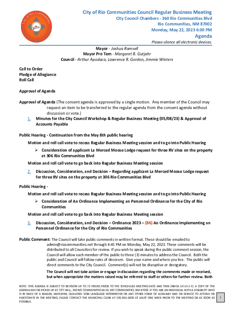 Fillable Online Approval of Agenda (The consent agenda is approved by a ...