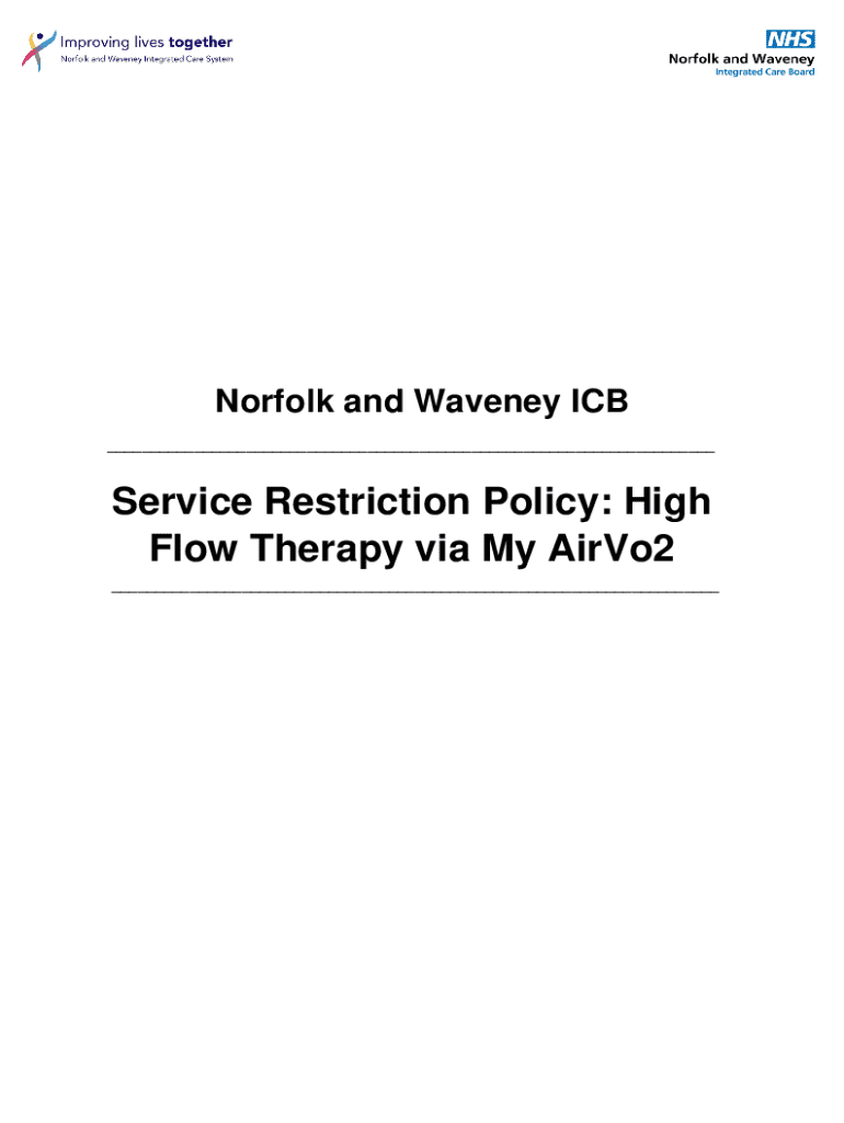 Fillable Online Service Restriction Policy: High Flow Therapy via My ...